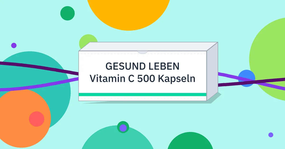 Symbolbild: Packung mit der Aufschrift GESUND LEBEN Vitamin C 500 Kapseln (PZN 18805313) – Verfügbarkeit und Bezug in Apotheken in Frankfurt am Main