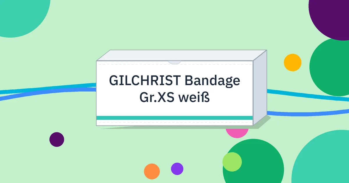 Symbolbild: Packung mit der Aufschrift GILCHRIST Bandage Gr.XS weiß (PZN 04910118) – Verfügbarkeit und Bezug in Apotheken in Frankfurt am Main
