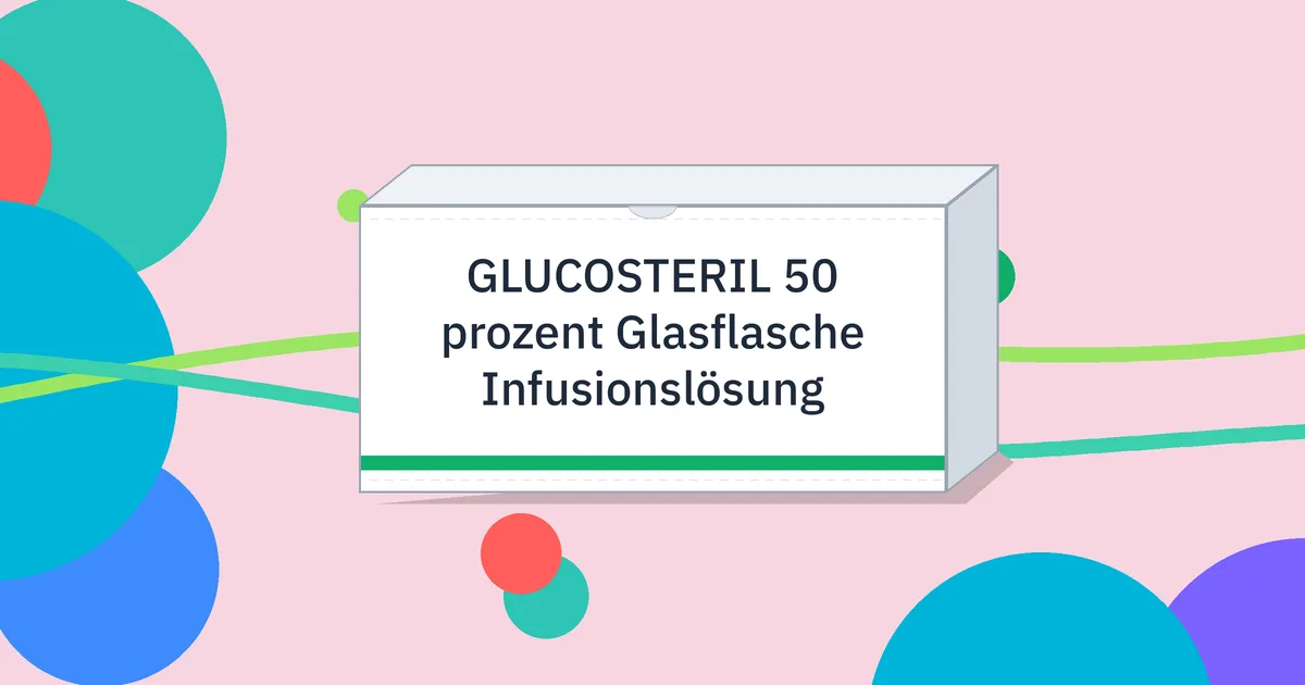 Symbolbild: Packung mit der Aufschrift GLUCOSTERIL 50 prozent Glasflasche Infusionslösung (PZN 02156284) – Verfügbarkeit und Bezug in Apotheken in Frankfurt am Main