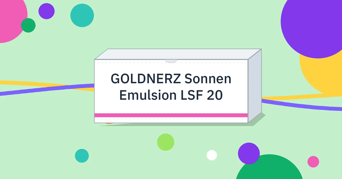 Symbolbild: Packung mit der Aufschrift GOLDNERZ Sonnen Emulsion LSF 20 (PZN 03384604) – Verfügbarkeit und Bezug in Apotheken in Frankfurt am Main
