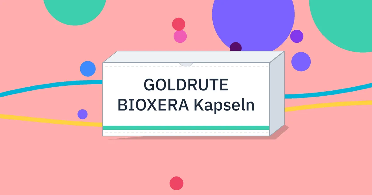 Symbolbild: Packung mit der Aufschrift GOLDRUTE BIOXERA Kapseln (PZN 00004475) – Verfügbarkeit und Bezug in Apotheken in Frankfurt am Main