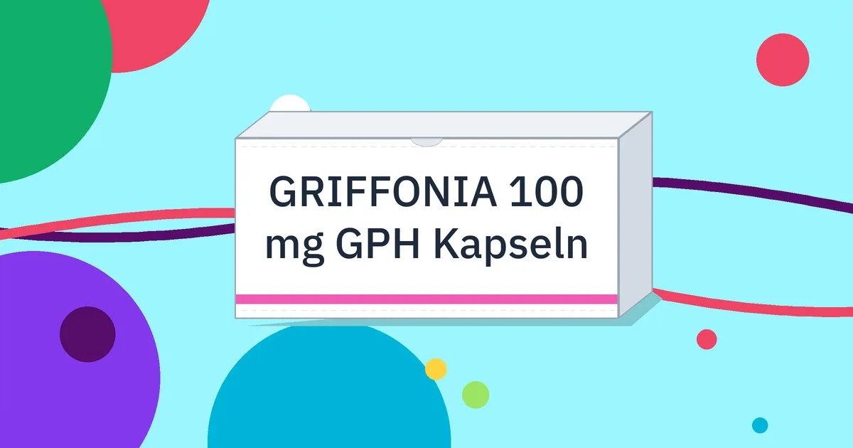 Symbolbild: Packung mit der Aufschrift GRIFFONIA 100 mg GPH Kapseln (PZN 13359748) – Verfügbarkeit und Bezug in Apotheken in Frankfurt am Main