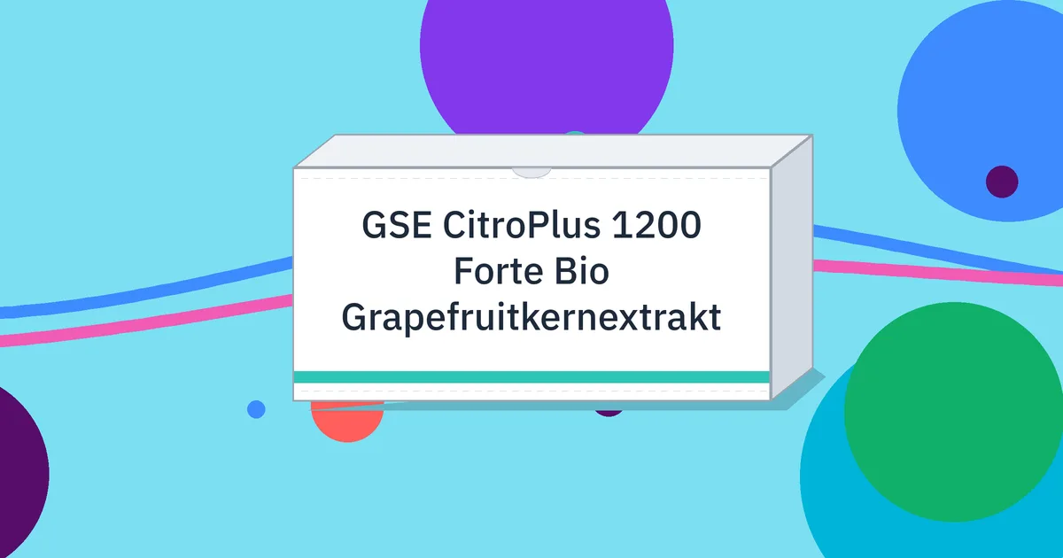 Symbolbild: Packung mit der Aufschrift GSE CitroPlus 1200 Forte Bio Grapefruitkernextrakt (PZN 14036496) – Verfügbarkeit und Bezug in Apotheken in Frankfurt am Main