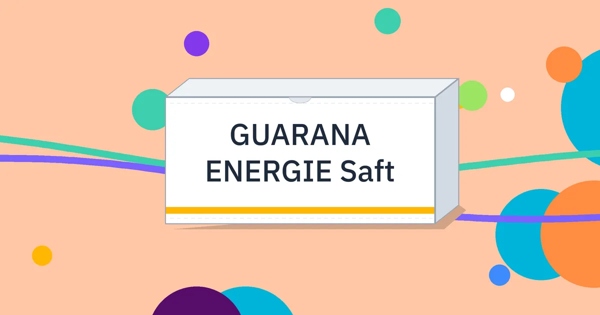 Symbolbild: Packung mit der Aufschrift GUARANA ENERGIE Saft (PZN 11339718) – Verfügbarkeit und Bezug in Apotheken in Frankfurt am Main