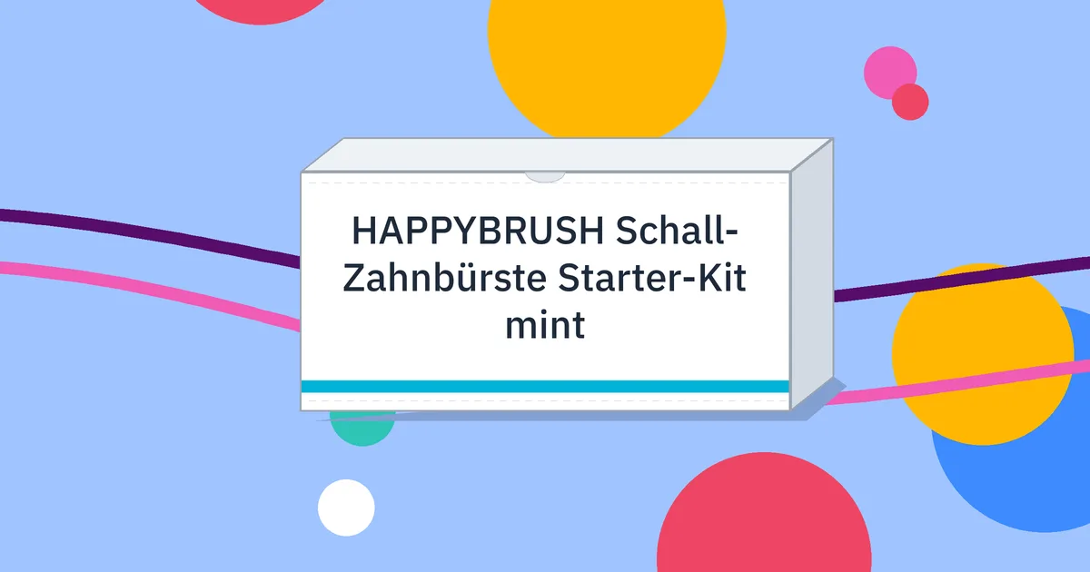 Symbolbild: Packung mit der Aufschrift HAPPYBRUSH Schall-Zahnbürste Starter-Kit mint (PZN 14852735) – Verfügbarkeit und Bezug in Apotheken in Frankfurt am Main