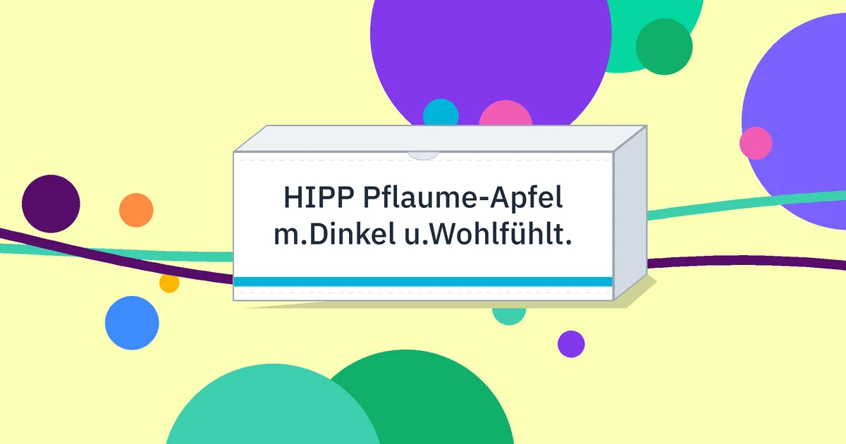 Symbolbild: Packung mit der Aufschrift HIPP Pflaume-Apfel m.Dinkel u.Wohlfühlt. (PZN 19291187) – Verfügbarkeit und Bezug in Apotheken in Frankfurt am Main