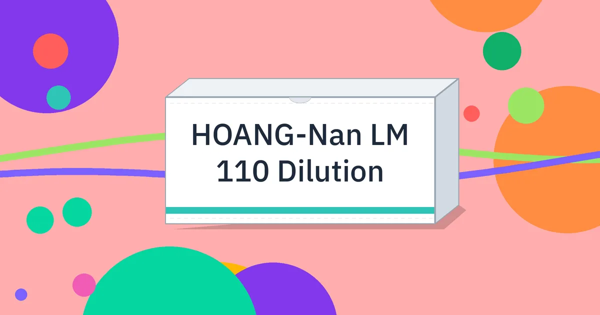 Symbolbild: Packung mit der Aufschrift HOANG-Nan LM 110 Dilution (PZN 12889579) – Verfügbarkeit und Bezug in Apotheken in Frankfurt am Main