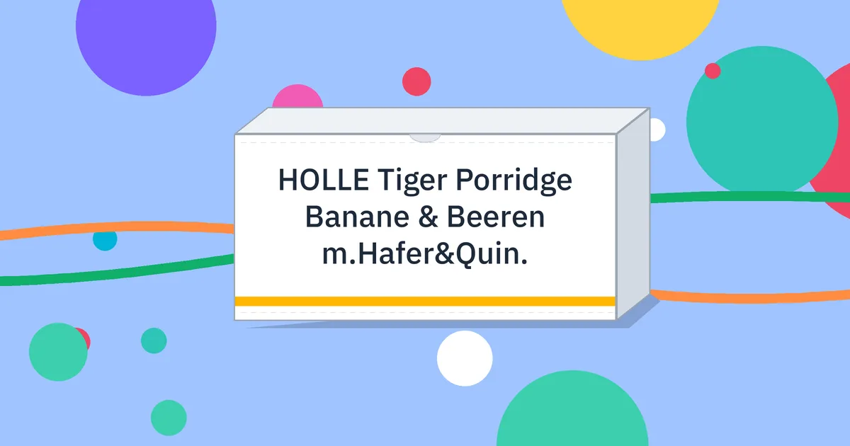 Symbolbild: Packung mit der Aufschrift HOLLE Tiger Porridge Banane & Beeren m.Hafer&Quin. (PZN 19274510) – Verfügbarkeit und Bezug in Apotheken in Frankfurt am Main