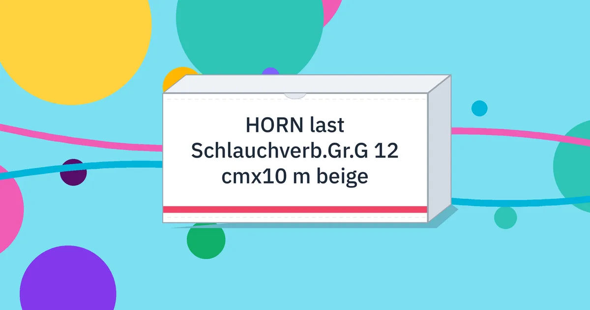 Symbolbild: Packung mit der Aufschrift HORN last Schlauchverb.Gr.G 12 cmx10 m beige (PZN 04636077) – Verfügbarkeit und Bezug in Apotheken in Frankfurt am Main