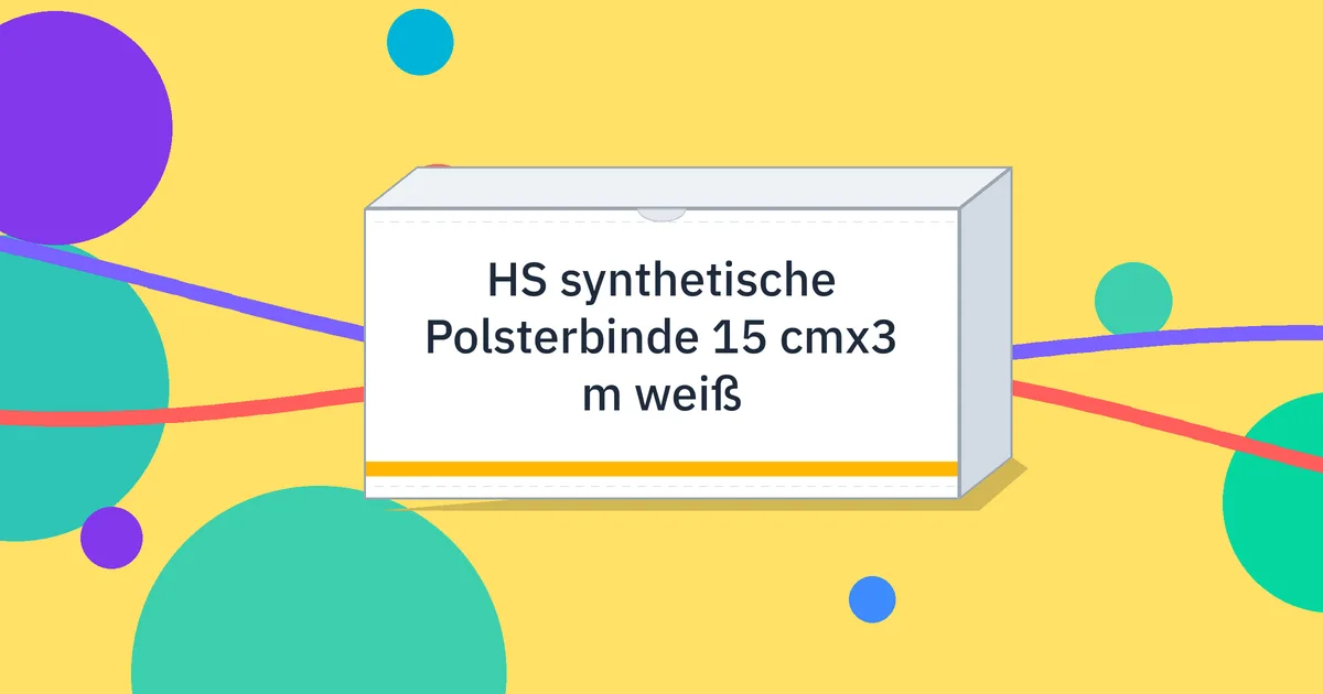 Symbolbild: Packung mit der Aufschrift HS synthetische Polsterbinde 15 cmx3 m weiß (PZN 09741904) – Verfügbarkeit und Bezug in Apotheken in Frankfurt am Main