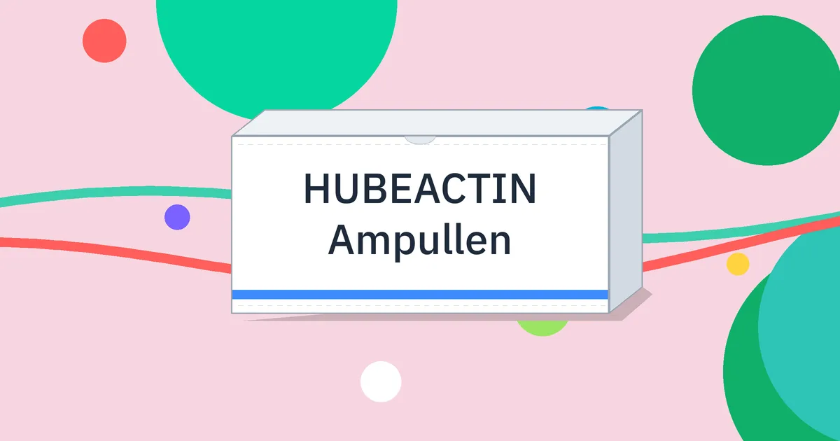 Symbolbild: Packung mit der Aufschrift HUBEACTIN Ampullen (PZN 04190322) – Verfügbarkeit und Bezug in Apotheken in Frankfurt am Main