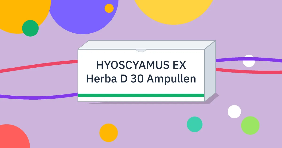 Symbolbild: Packung mit der Aufschrift HYOSCYAMUS EX Herba D 30 Ampullen (PZN 02884701) – Verfügbarkeit und Bezug in Apotheken in Frankfurt am Main