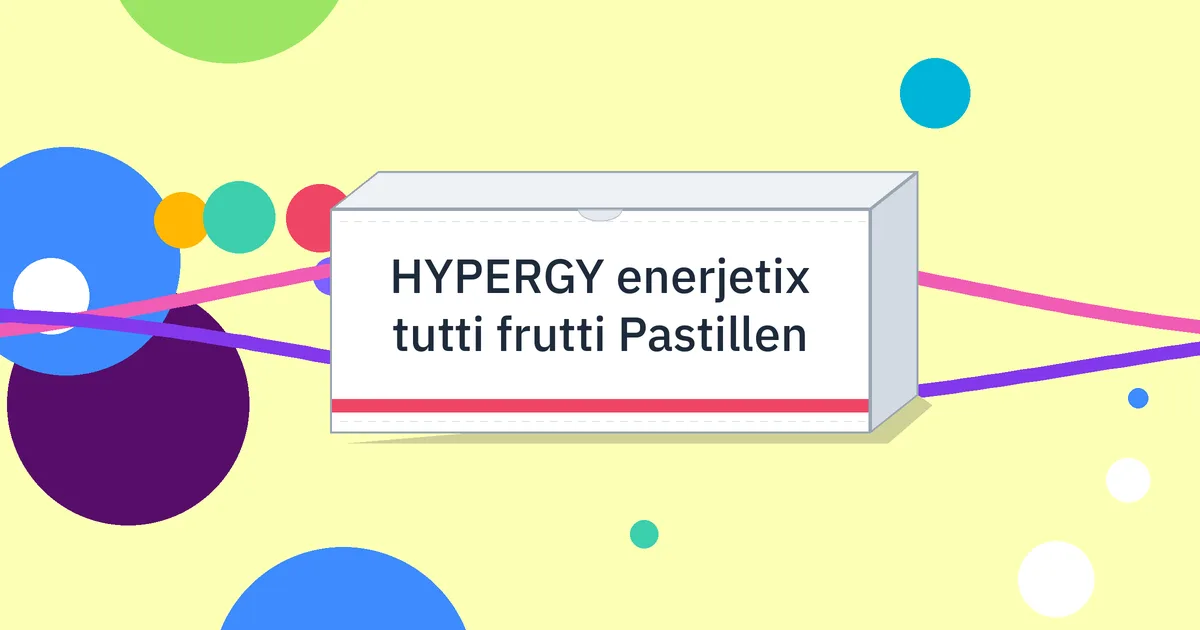 Symbolbild: Packung mit der Aufschrift HYPERGY enerjetix tutti frutti Pastillen (PZN 12362027) – Verfügbarkeit und Bezug in Apotheken in Frankfurt am Main