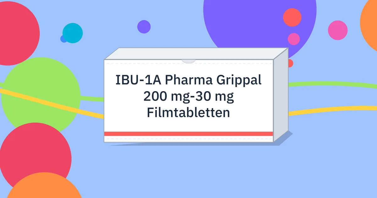 Symbolbild: Packung mit der Aufschrift IBU-1A Pharma Grippal 200 mg-30 mg Filmtabletten (PZN 14141365) – Verfügbarkeit und Bezug in Apotheken in Frankfurt am Main