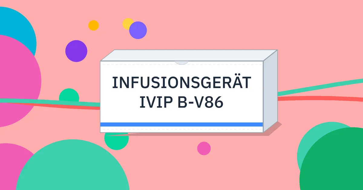 Symbolbild: Packung mit der Aufschrift INFUSIONSGERÄT IVIP B-V86 (PZN 11216200) – Verfügbarkeit und Bezug in Apotheken in Frankfurt am Main