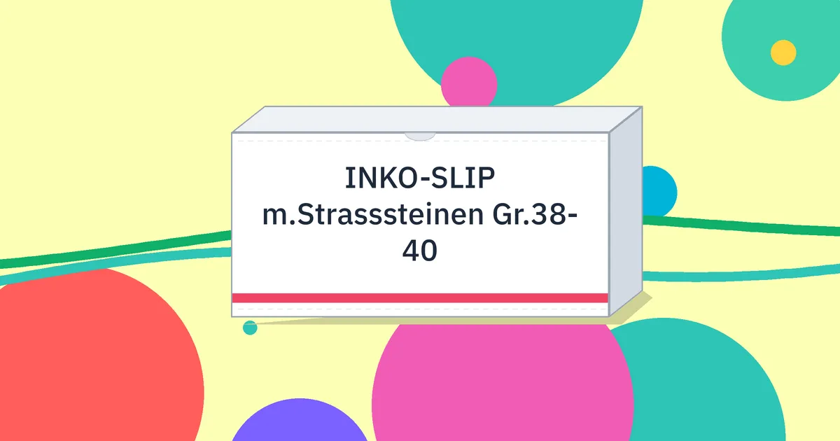 Symbolbild: Packung mit der Aufschrift INKO-SLIP m.Strasssteinen Gr.38-40 (PZN 16515255) – Verfügbarkeit und Bezug in Apotheken in Frankfurt am Main
