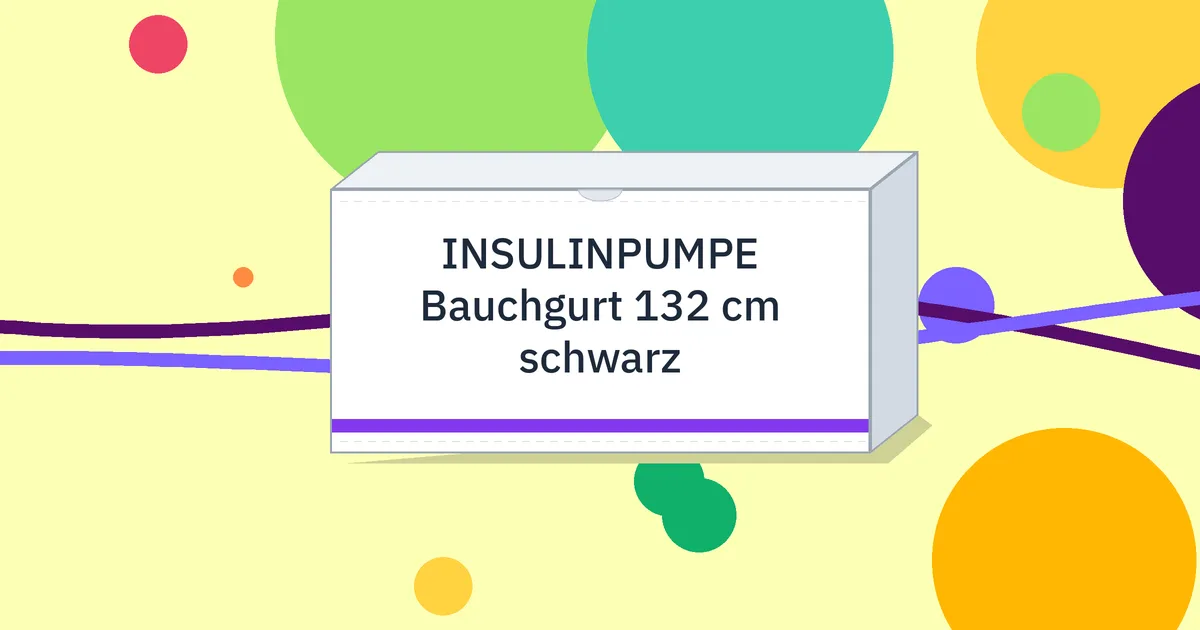 Symbolbild: Packung mit der Aufschrift INSULINPUMPE Bauchgurt 132 cm schwarz (PZN 10356413) – Verfügbarkeit und Bezug in Apotheken in Frankfurt am Main