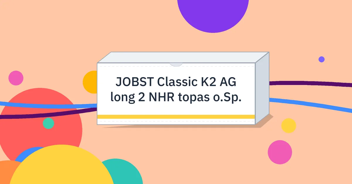Symbolbild: Packung mit der Aufschrift JOBST Classic K2 AG long 2 NHR topas o.Sp. (PZN 13062741) – Verfügbarkeit und Bezug in Apotheken in Frankfurt am Main