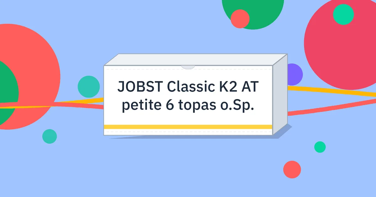 Symbolbild: Packung mit der Aufschrift JOBST Classic K2 AT petite 6 topas o.Sp. (PZN 13068057) – Verfügbarkeit und Bezug in Apotheken in Frankfurt am Main
