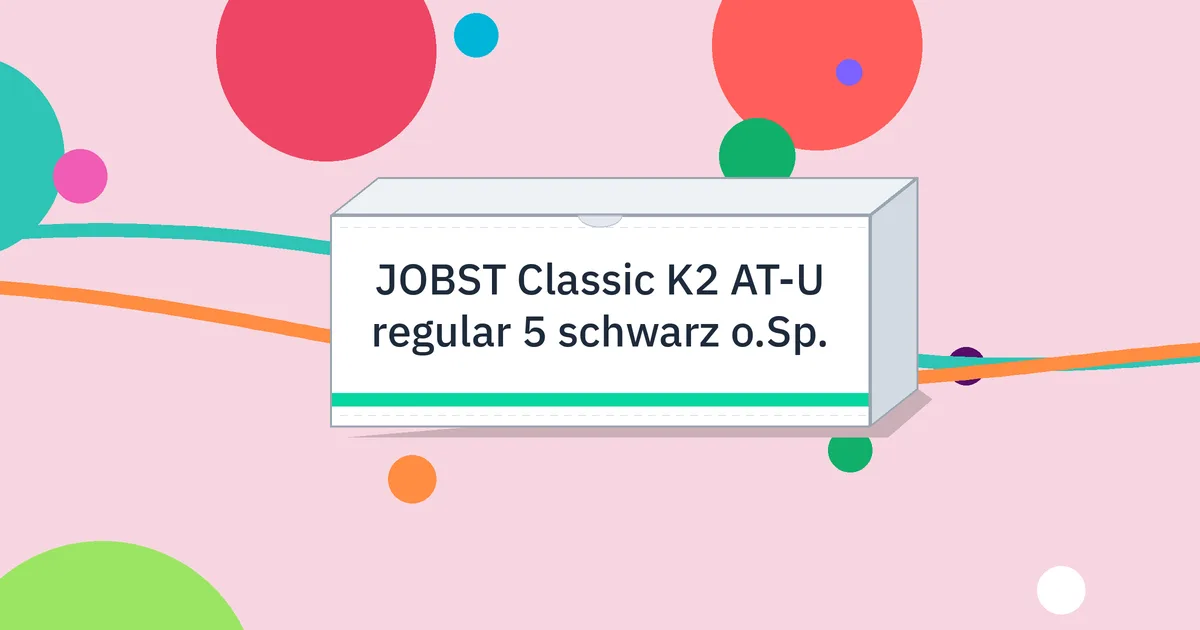 Symbolbild: Packung mit der Aufschrift JOBST Classic K2 AT-U regular 5 schwarz o.Sp. (PZN 13069677) – Verfügbarkeit und Bezug in Apotheken in Frankfurt am Main