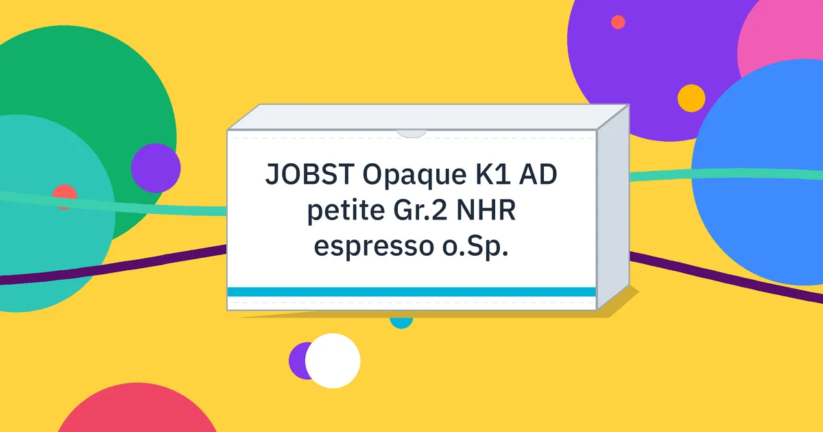 Symbolbild: Packung mit der Aufschrift JOBST Opaque K1 AD petite Gr.2 NHR espresso o.Sp. (PZN 16264439) – Verfügbarkeit und Bezug in Apotheken in Frankfurt am Main