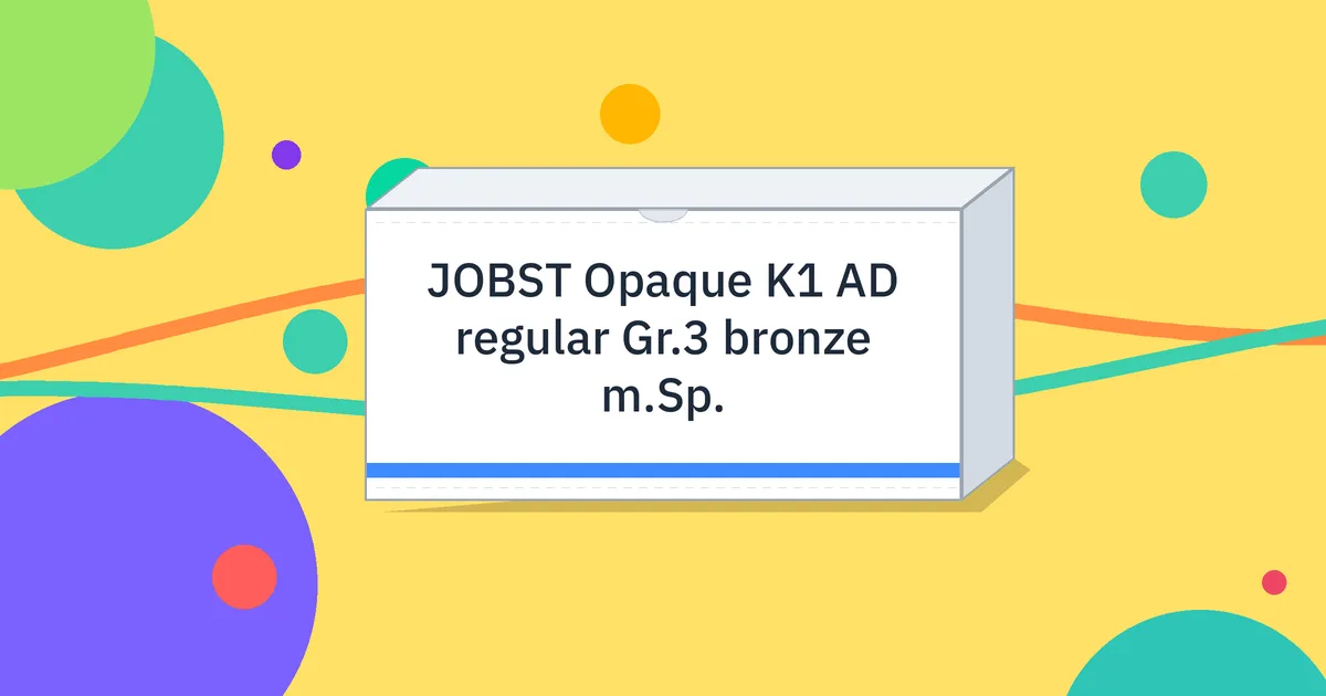 Symbolbild: Packung mit der Aufschrift JOBST Opaque K1 AD regular Gr.3 bronze m.Sp. (PZN 13080845) – Verfügbarkeit und Bezug in Apotheken in Frankfurt am Main