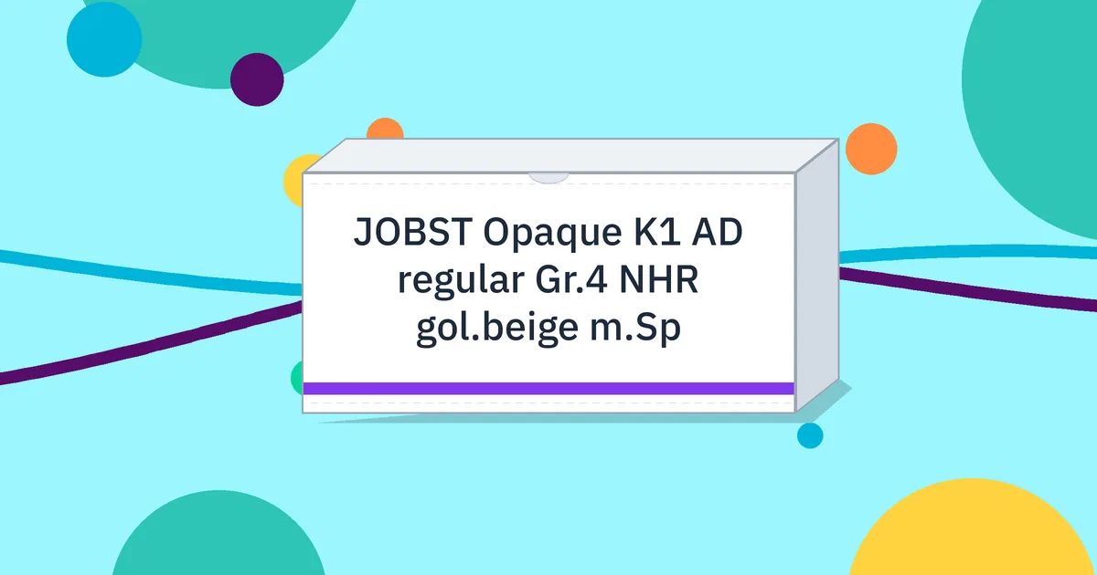 Symbolbild: Packung mit der Aufschrift JOBST Opaque K1 AD regular Gr.4 NHR gol.beige m.Sp (PZN 16262742) – Verfügbarkeit und Bezug in Apotheken in Frankfurt am Main