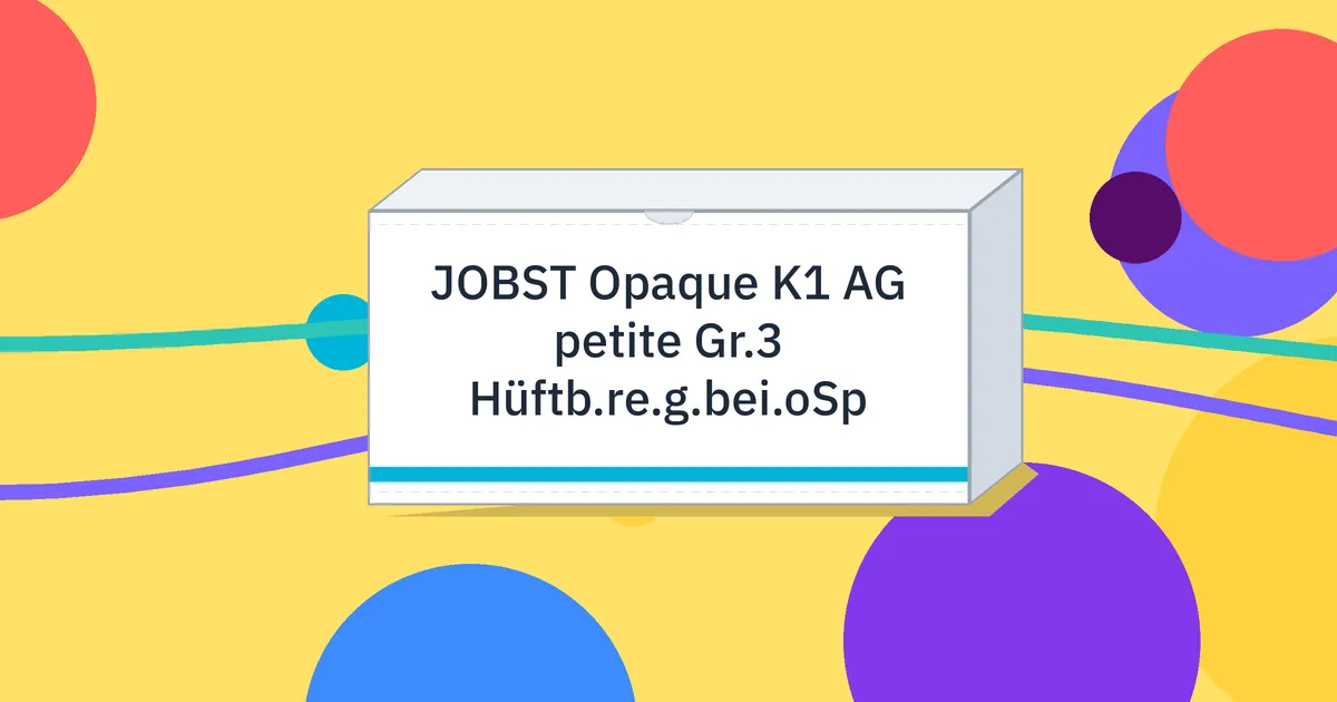 Symbolbild: Packung mit der Aufschrift JOBST Opaque K1 AG petite Gr.3 Hüftb.re.g.bei.oSp (PZN 16273266) – Verfügbarkeit und Bezug in Apotheken in Frankfurt am Main