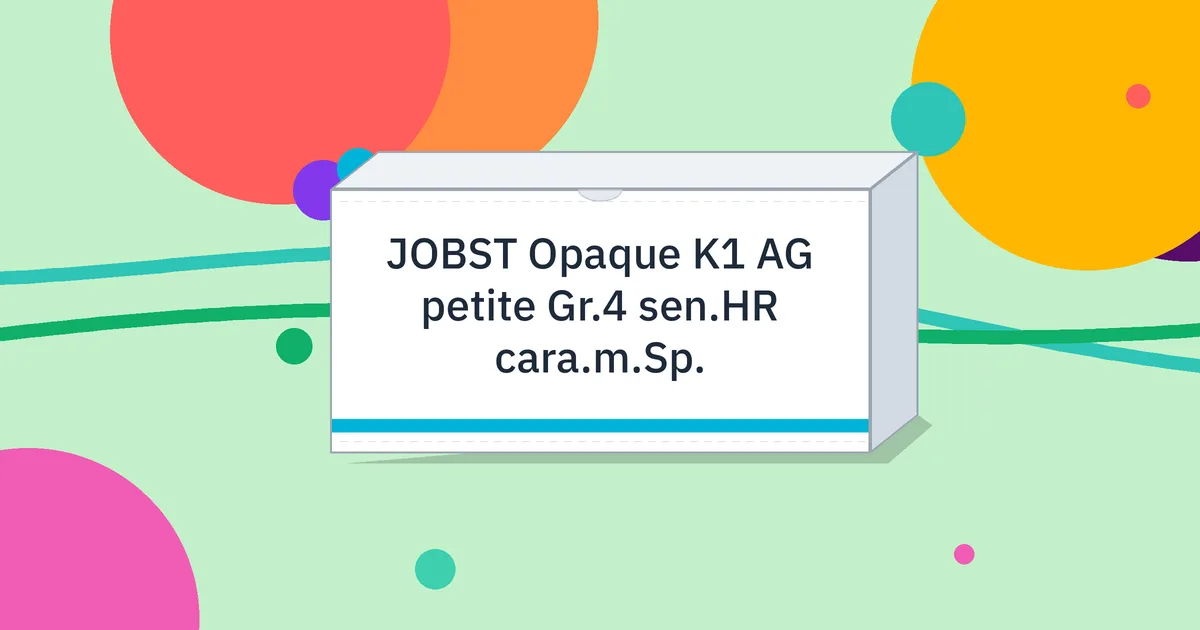 Symbolbild: Packung mit der Aufschrift JOBST Opaque K1 AG petite Gr.4 sen.HR cara.m.Sp. (PZN 13085446) – Verfügbarkeit und Bezug in Apotheken in Frankfurt am Main