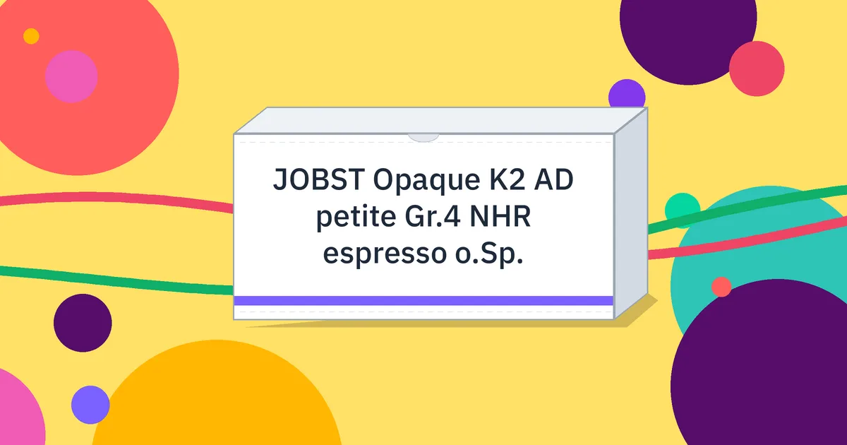 Symbolbild: Packung mit der Aufschrift JOBST Opaque K2 AD petite Gr.4 NHR espresso o.Sp. (PZN 16279211) – Verfügbarkeit und Bezug in Apotheken in Frankfurt am Main