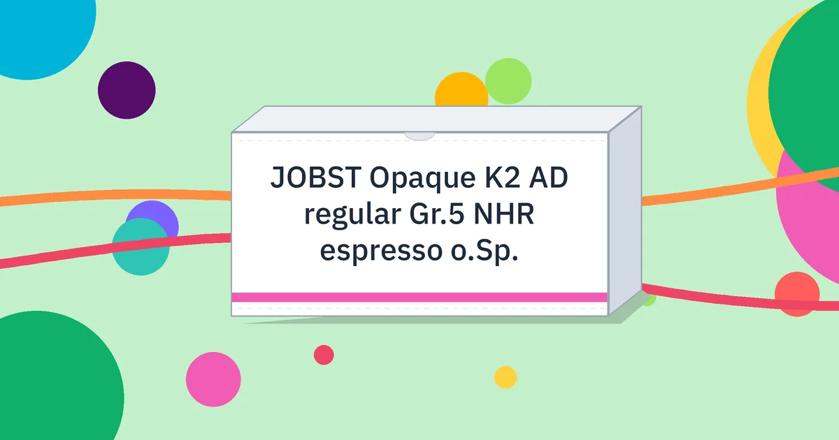 Symbolbild: Packung mit der Aufschrift JOBST Opaque K2 AD regular Gr.5 NHR espresso o.Sp. (PZN 16278157) – Verfügbarkeit und Bezug in Apotheken in Frankfurt am Main