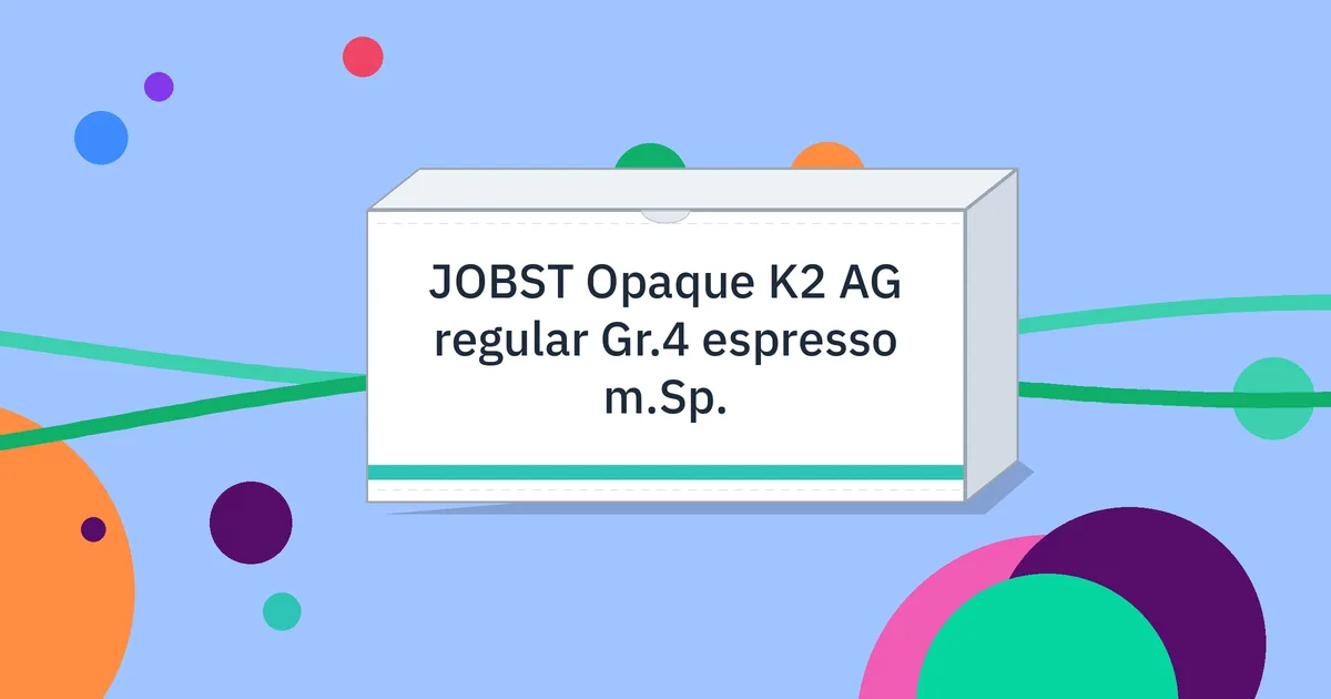 Symbolbild: Packung mit der Aufschrift JOBST Opaque K2 AG regular Gr.4 espresso m.Sp. (PZN 16282029) – Verfügbarkeit und Bezug in Apotheken in Frankfurt am Main
