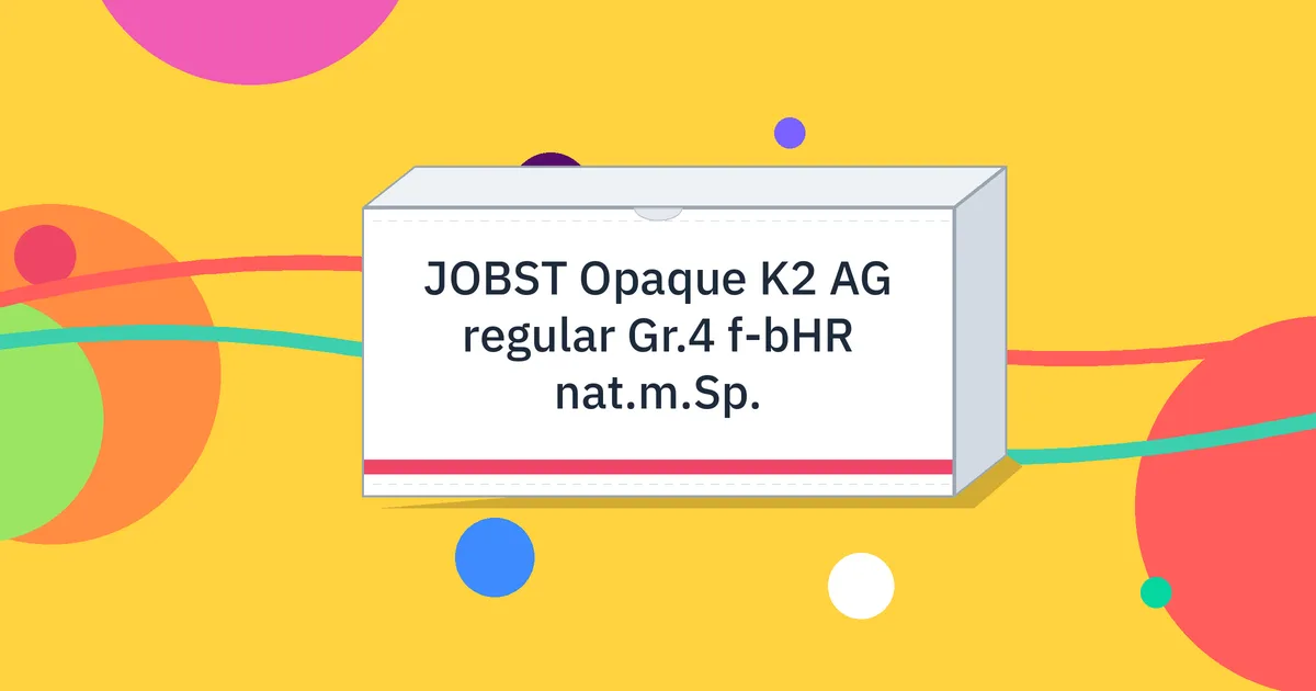 Symbolbild: Packung mit der Aufschrift JOBST Opaque K2 AG regular Gr.4 f-bHR nat.m.Sp. (PZN 10723219) – Verfügbarkeit und Bezug in Apotheken in Frankfurt am Main
