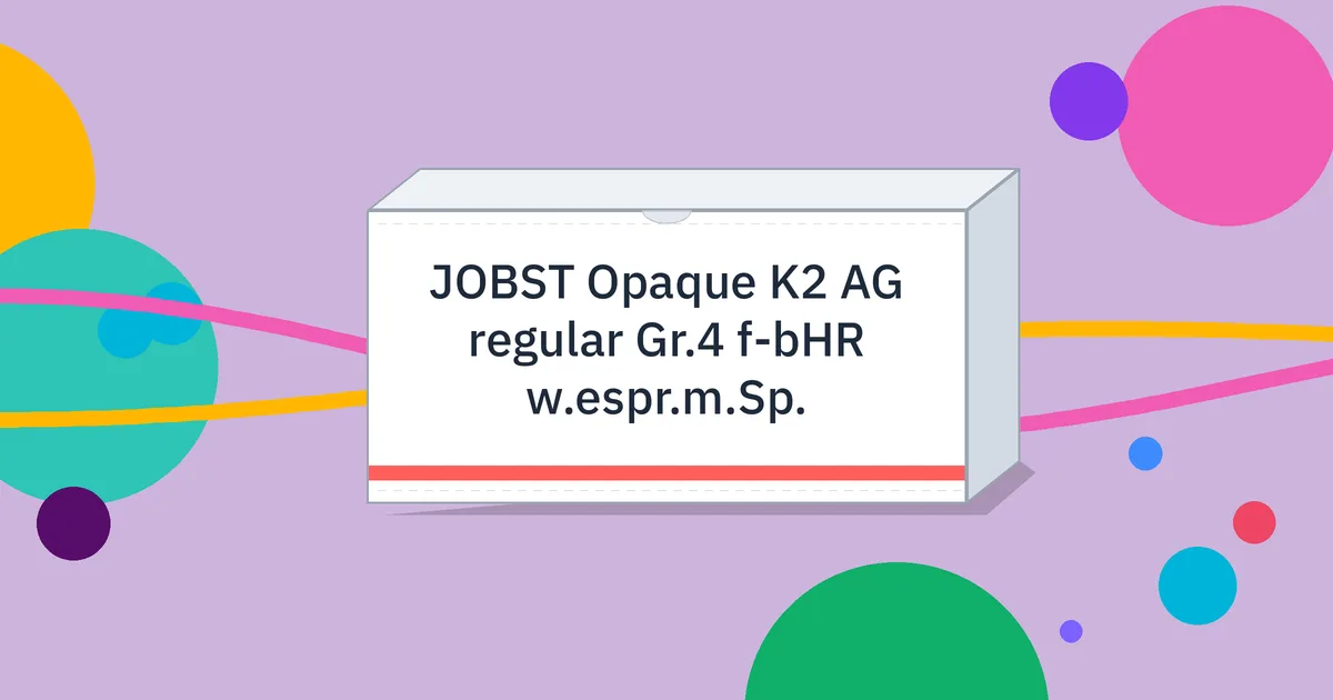 Symbolbild: Packung mit der Aufschrift JOBST Opaque K2 AG regular Gr.4 f-bHR w.espr.m.Sp. (PZN 16282236) – Verfügbarkeit und Bezug in Apotheken in Frankfurt am Main