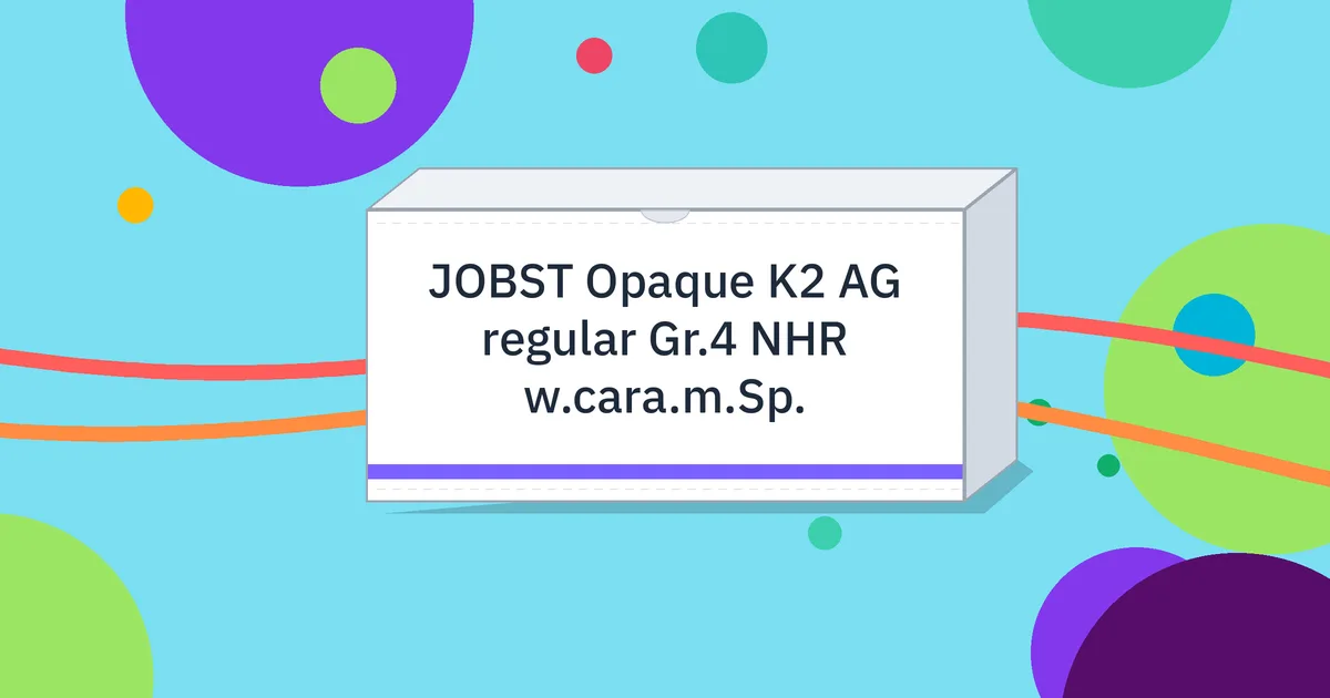 Symbolbild: Packung mit der Aufschrift JOBST Opaque K2 AG regular Gr.4 NHR w.cara.m.Sp. (PZN 11253721) – Verfügbarkeit und Bezug in Apotheken in Frankfurt am Main