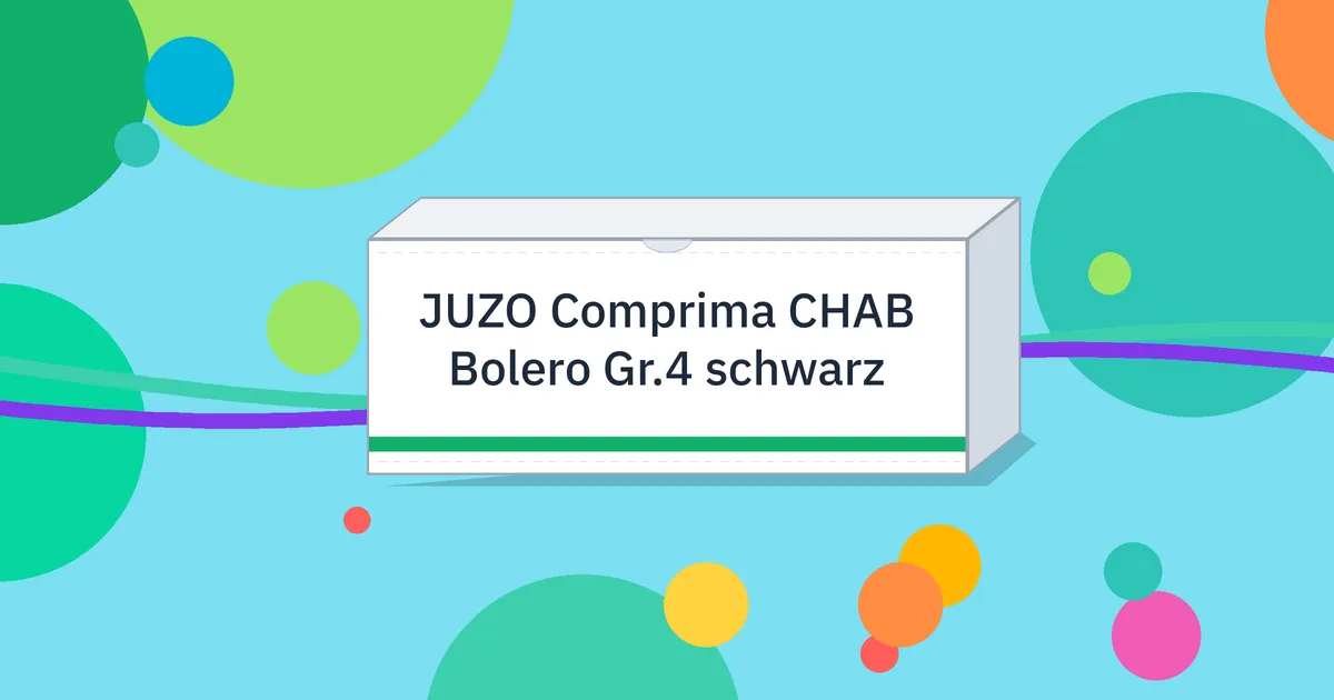 Symbolbild: Packung mit der Aufschrift JUZO Comprima CHAB Bolero Gr.4 schwarz (PZN 20781933) – Verfügbarkeit und Bezug in Apotheken in Frankfurt am Main