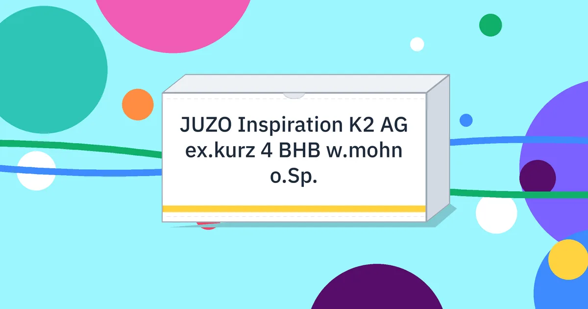 Symbolbild: Packung mit der Aufschrift JUZO Inspiration K2 AG ex.kurz 4 BHB w.mohn o.Sp. (PZN 14852221) – Verfügbarkeit und Bezug in Apotheken in Frankfurt am Main