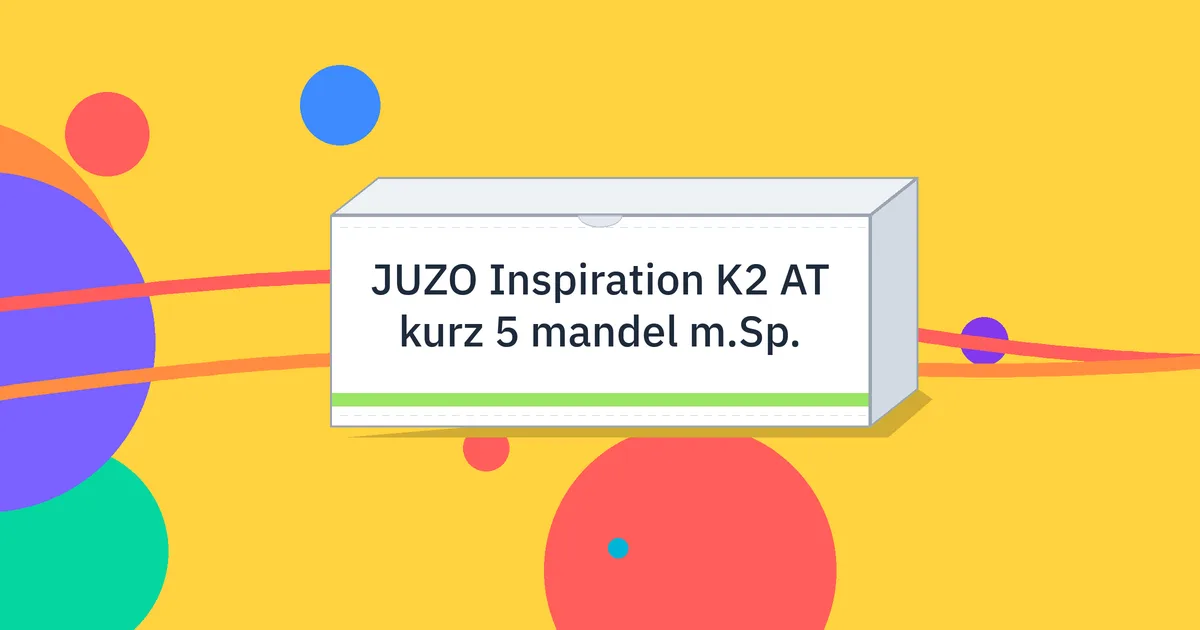 Symbolbild: Packung mit der Aufschrift JUZO Inspiration K2 AT kurz 5 mandel m.Sp. (PZN 14931564) – Verfügbarkeit und Bezug in Apotheken in Frankfurt am Main