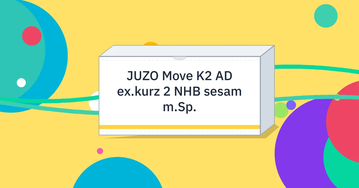 Symbolbild: Packung mit der Aufschrift JUZO Move K2 AD ex.kurz 2 NHB sesam m.Sp. (PZN 18510115) – Verfügbarkeit und Bezug in Apotheken in Frankfurt am Main