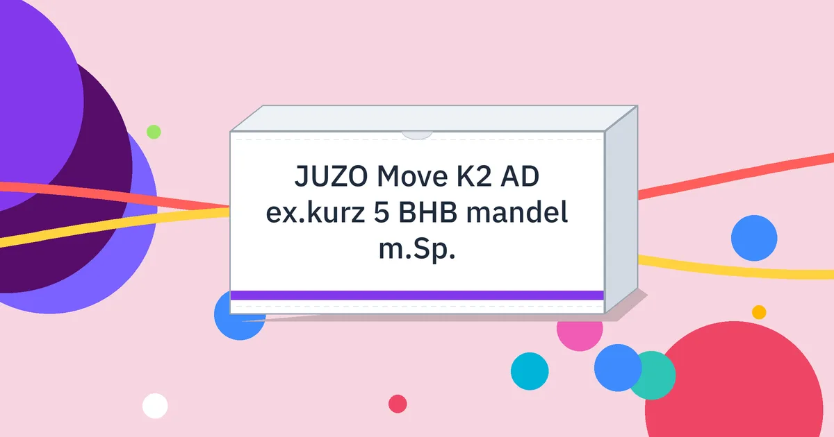 Symbolbild: Packung mit der Aufschrift JUZO Move K2 AD ex.kurz 5 BHB mandel m.Sp. (PZN 16340672) – Verfügbarkeit und Bezug in Apotheken in Frankfurt am Main