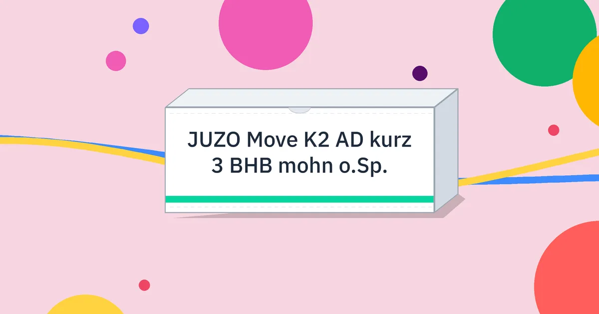 Symbolbild: Packung mit der Aufschrift JUZO Move K2 AD kurz 3 BHB mohn o.Sp. (PZN 18541363) – Verfügbarkeit und Bezug in Apotheken in Frankfurt am Main