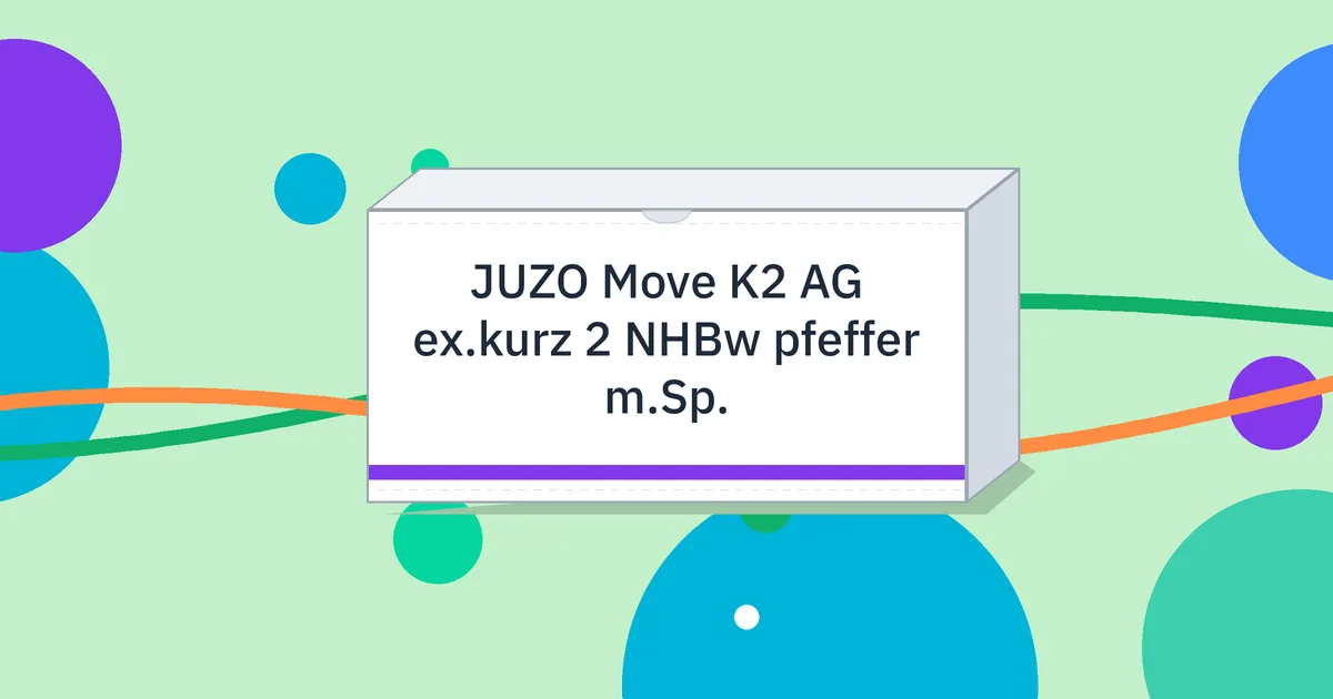 Symbolbild: Packung mit der Aufschrift JUZO Move K2 AG ex.kurz 2 NHBw pfeffer m.Sp. (PZN 16640606) – Verfügbarkeit und Bezug in Apotheken in Frankfurt am Main
