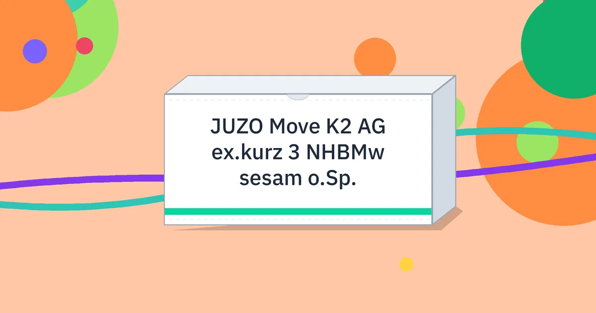 Symbolbild: Packung mit der Aufschrift JUZO Move K2 AG ex.kurz 3 NHBMw sesam o.Sp. (PZN 18533470) – Verfügbarkeit und Bezug in Apotheken in Frankfurt am Main