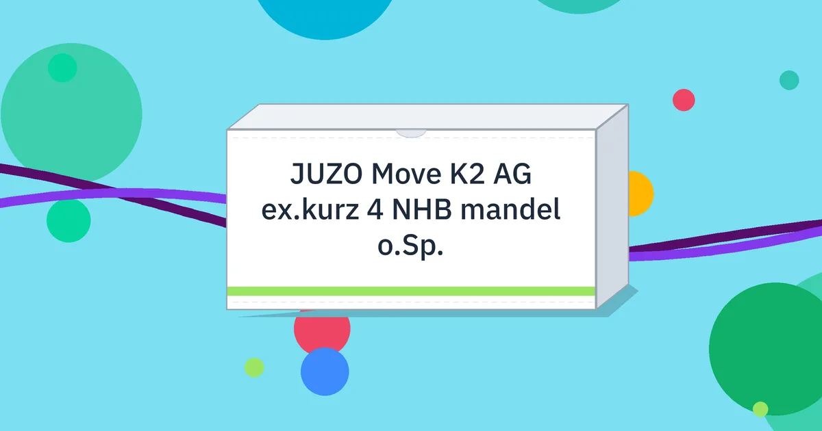 Symbolbild: Packung mit der Aufschrift JUZO Move K2 AG ex.kurz 4 NHB mandel o.Sp. (PZN 16639112) – Verfügbarkeit und Bezug in Apotheken in Frankfurt am Main