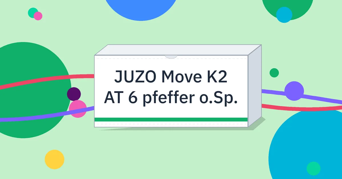 Symbolbild: Packung mit der Aufschrift JUZO Move K2 AT 6 pfeffer o.Sp. (PZN 20669076) – Verfügbarkeit und Bezug in Apotheken in Frankfurt am Main