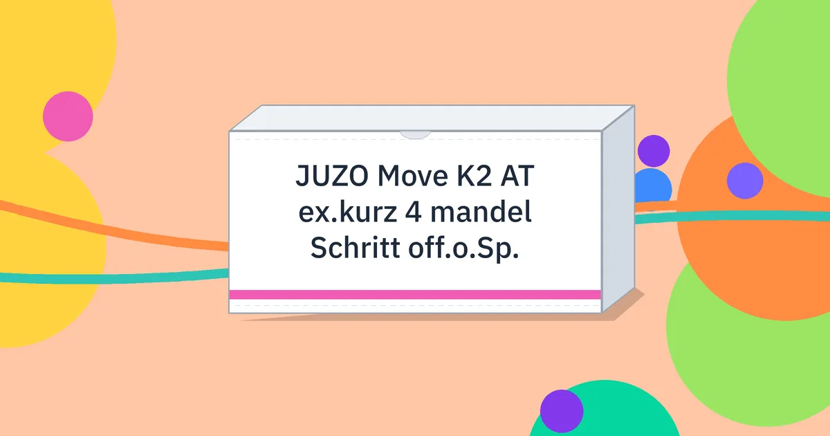 Symbolbild: Packung mit der Aufschrift JUZO Move K2 AT ex.kurz 4 mandel Schritt off.o.Sp. (PZN 20672948) – Verfügbarkeit und Bezug in Apotheken in Frankfurt am Main