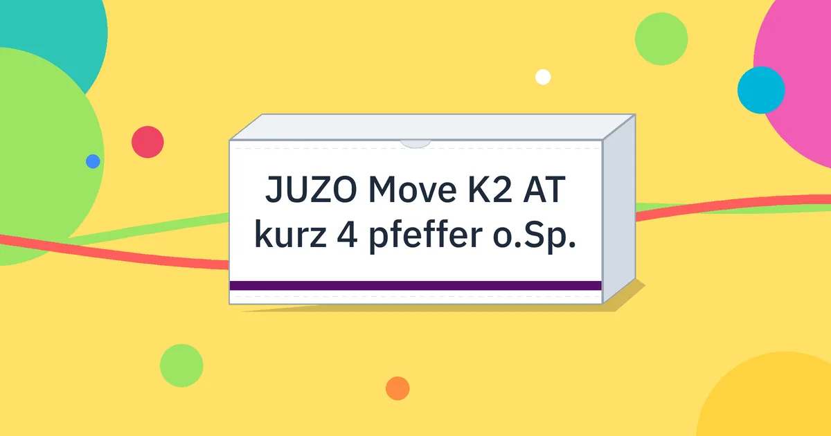 Symbolbild: Packung mit der Aufschrift JUZO Move K2 AT kurz 4 pfeffer o.Sp. (PZN 20675237) – Verfügbarkeit und Bezug in Apotheken in Frankfurt am Main