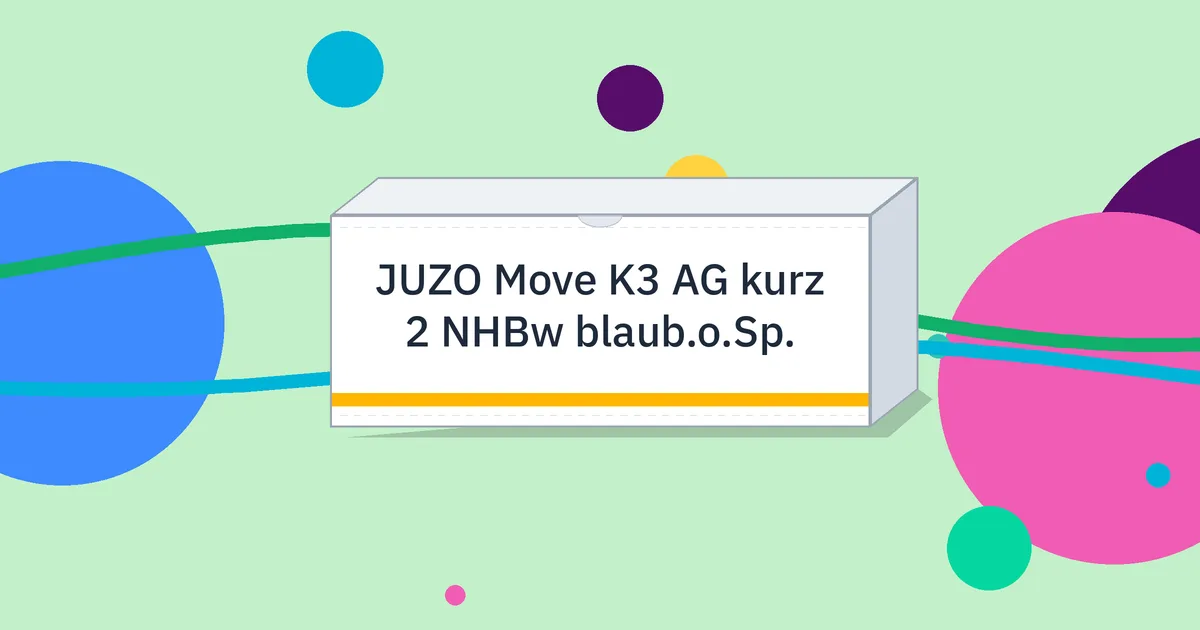 Symbolbild: Packung mit der Aufschrift JUZO Move K3 AG kurz 2 NHBw blaub.o.Sp. (PZN 18592260) – Verfügbarkeit und Bezug in Apotheken in Frankfurt am Main
