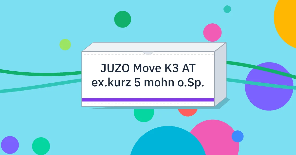 Symbolbild: Packung mit der Aufschrift JUZO Move K3 AT ex.kurz 5 mohn o.Sp. (PZN 20681798) – Verfügbarkeit und Bezug in Apotheken in Frankfurt am Main