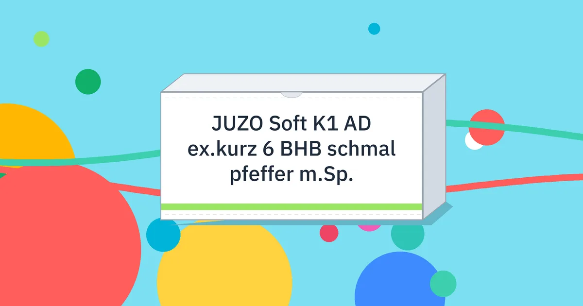 Symbolbild: Packung mit der Aufschrift JUZO Soft K1 AD ex.kurz 6 BHB schmal pfeffer m.Sp. (PZN 15462226) – Verfügbarkeit und Bezug in Apotheken in Frankfurt am Main